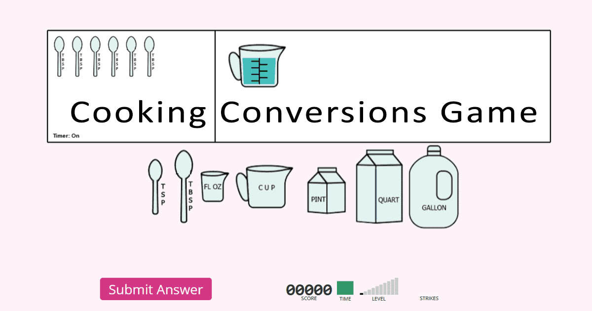 The Cooking Conversions Game - Practice Kitchen Measurement Equivalents