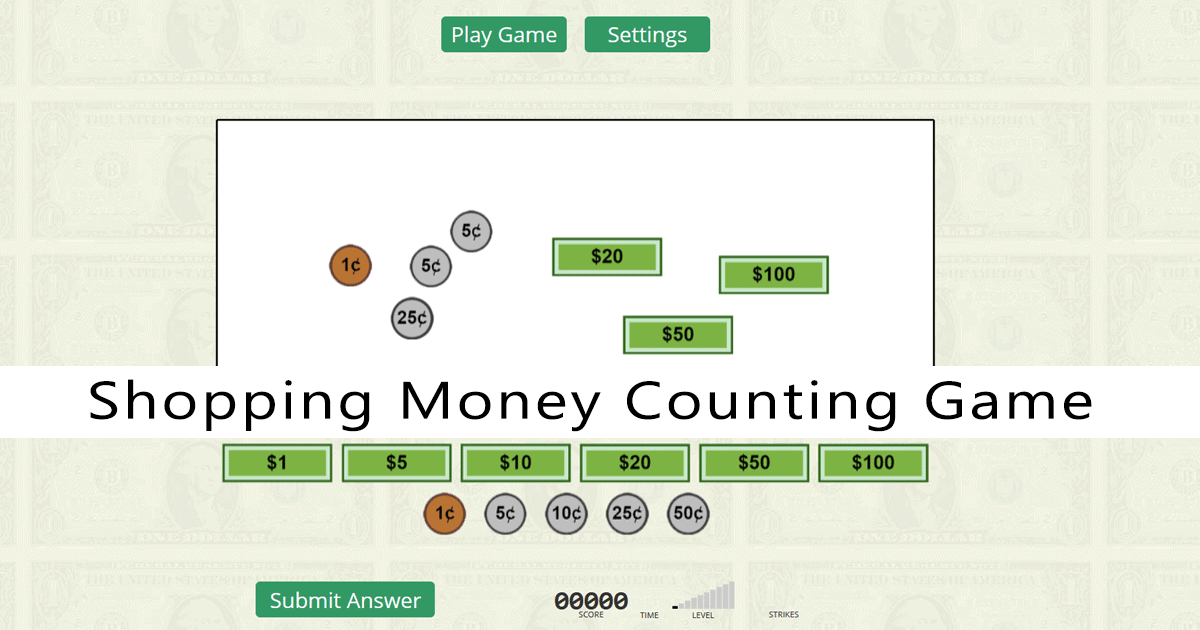 The Shopping Money Counting Game - Learn to Count Money While Shopping